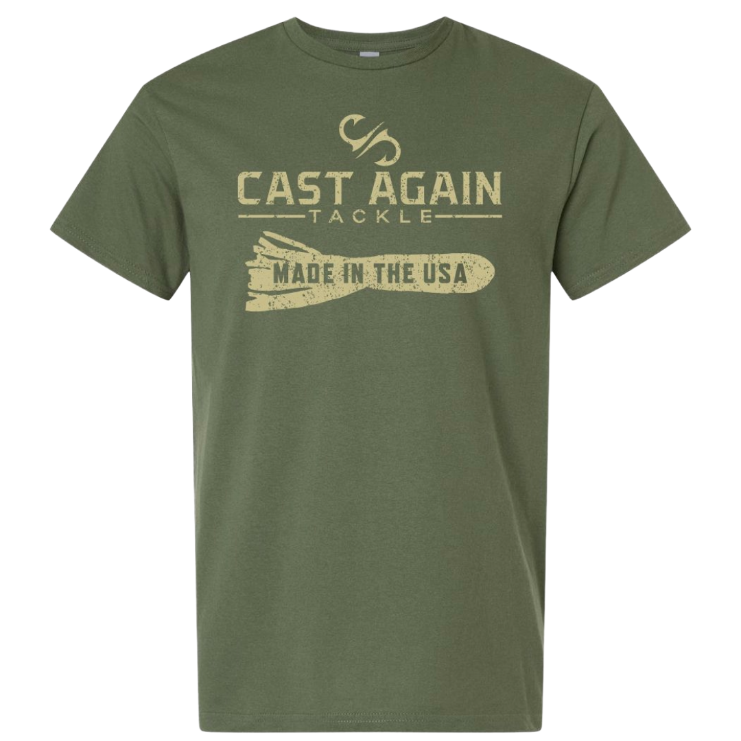 Cast Again Military Green Tube T-Shirt – Cast Again Tackle